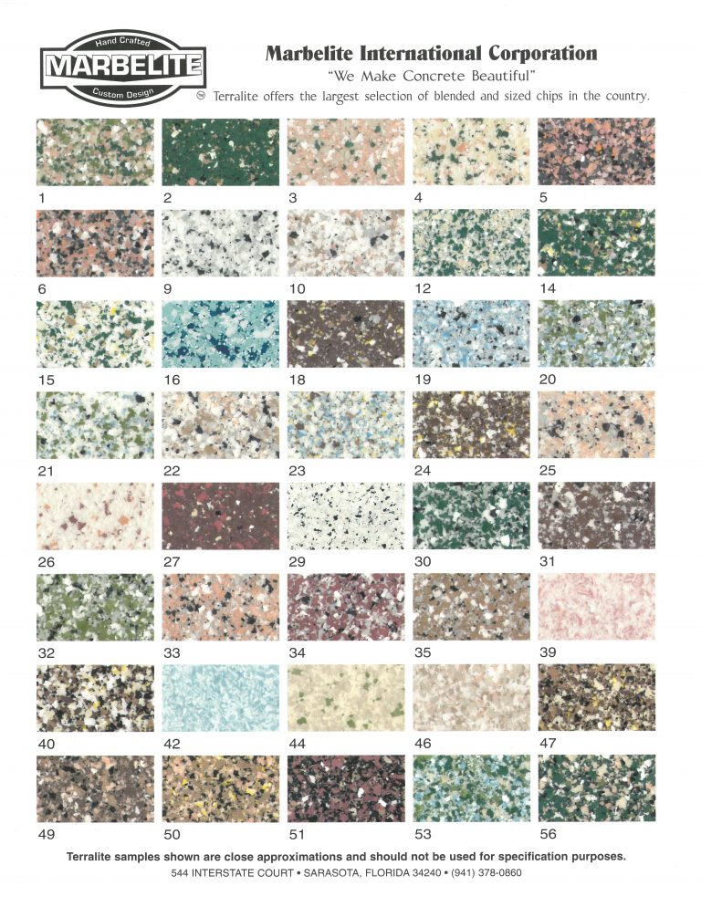 Color Charts – Marbelite International Corporation