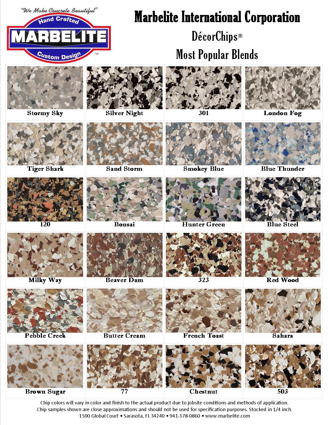 Color Charts – Marbelite International Corporation