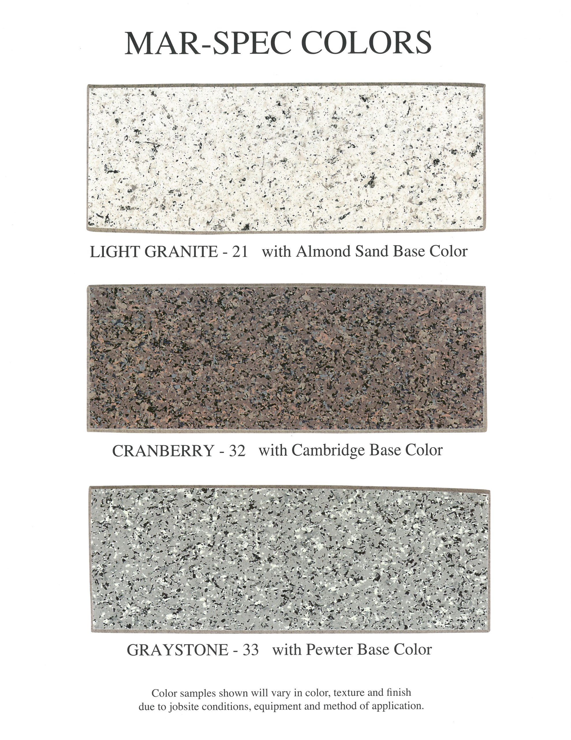 Color Charts – Marbelite International Corporation