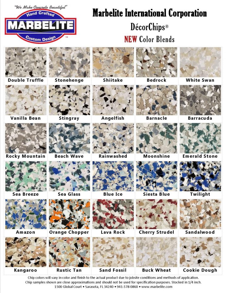 Color Charts – Marbelite International Corporation